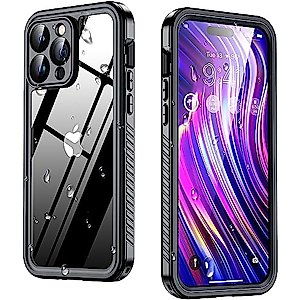 Humixx for iPhone 14 Pro Case Waterproof, Built-in 9H Lens & Screen Protector [IP68 Underwater][14FT Military Protection][360 Full-Body Shockproof][Dustproof] Case for iPhone 14 Pro 6.1'' -Black