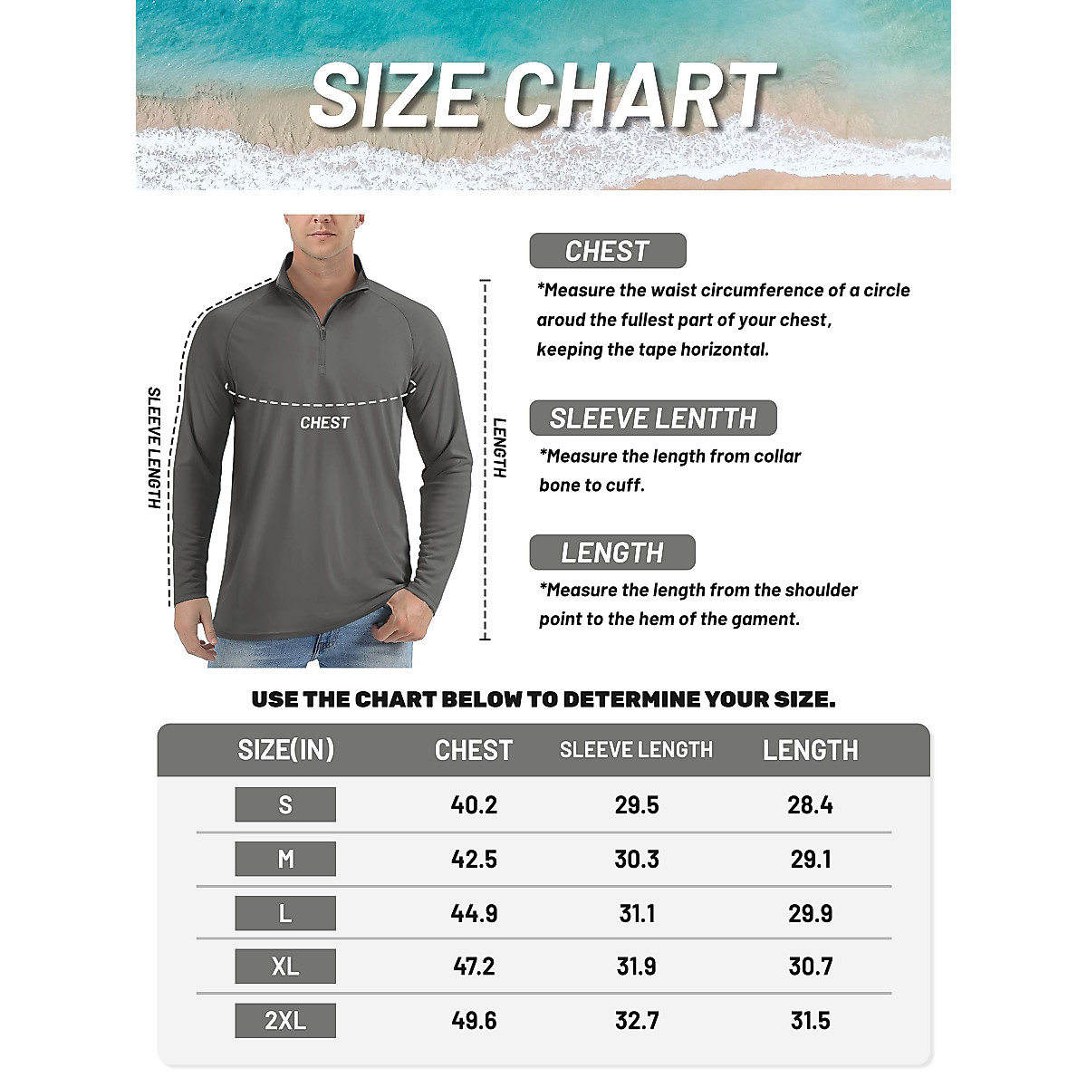 TACVASEN Sun Shirts for Men with Quarter Zip Mens Sun Protective Clothing UPF 50+ Mens Hiking Shirts Rash Guard Long Sleeve Pullover Shirts Dark Grey L