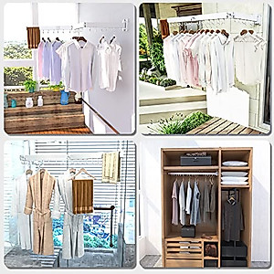 Kelisiting Retractable Clothes Drying Rack-3 Fold White Laundry Drying Rack,Wall Mounted Clothes Hanger,Space Saver,Foldable Durable,for Balcony,Laundry,Bathroom,Patio,Apartment,Dormitory