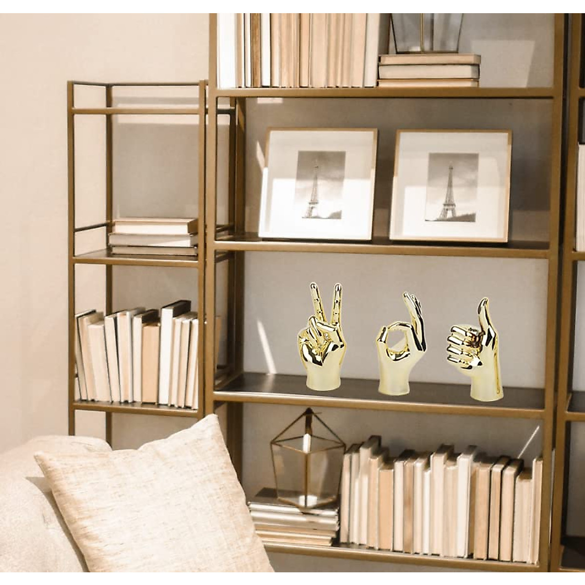 Gothic Home Decor Bookshelf Decorative Objects, Black Skeleton Finger Statues Morden Accents Aesthetic Room Accessories, Knick Knacks Home Decor for Shelves