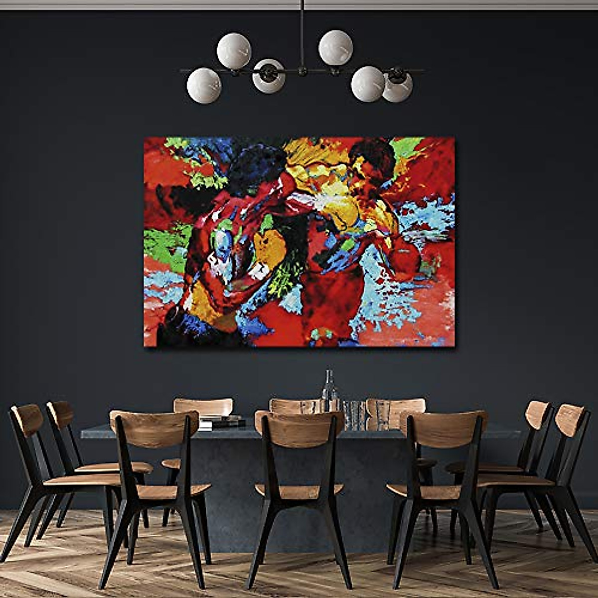 Fchen Art Boxing Poster,Boxing Sports Colorful Canvas Wall Art Movie Decor for Kitchen Wall Decor,Picture Drawing Painting Room Decor Artwork Framed and Stretched 60x90cm