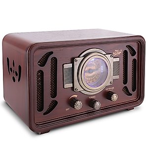 Pyle Retro Wireless Bluetooth Radio Speaker - Classic Vintage Style Audio Sound Receiver System w/Built-in Stereo Speakers, USB, SD Card Slot, AUX, RCA, MP3, AM/FM Tuner - Pyle PUNP34BT