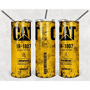 SupBo 20oz Skinny Tumbler With Lid and Straw, Gifts for Man, Dad Birthday Gifts, Travel Mug For Father, Stainless Steel, Double Wall, Vacuum Sealed Travel Mug (Oil Filter Dirty)