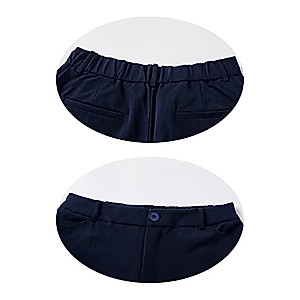 FHMLS Women's Fit Straight Leg Suit Pant,Ease into Comfort Bootcut Pant with Elastic Band, Office Business Casual Work Pants with Pockets (Navy, XXL)