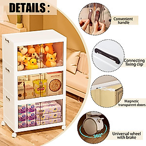 Storage Bins with Lids and Wheels - Foldable Storage box with Doors, Plastic Collapsible Storage Container for Closets, Stackable Storage Organizer, 3 Pack 58.2gal/233qt