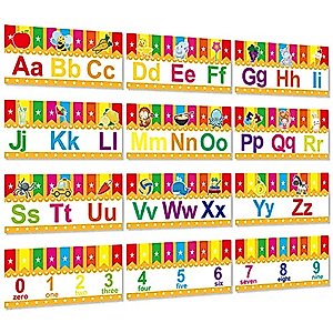 Alphabet Bulletin Board ABC Banner Number 0-9 Line Pre- k Alphabet for Wall Preschool Kindergarten Elementary Classroom Nursery Homeschool Decorations