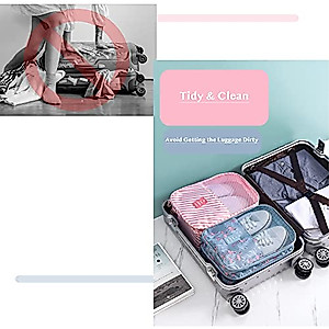 Travel Accessories Shoe Bags for Storage Travel Pouches, Travel Essentials Luggage Packing Cubes with Handle, Shoe Organizer for Suitcase with Luggage Handle Strap (Pink Striped)