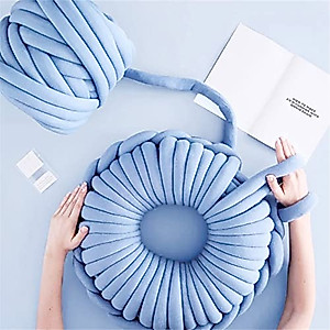 Arm Knitting Yarn for Chunky Braided Knot Throw Blanket DIY, Soft Extra Cotton Washable Tube Bulky Giant Yarn for Weave Craft Crochet (Navy Blue 2.2lb)