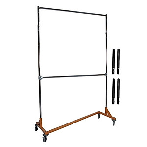 ExecuSystems Extended Height Nesting Z-Rack Rolling Garment Rack with Add-On Bar, Commercial Grade