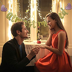 Almost Married Gold Glitter Banner for Engagement Sign Wedding Rehearsal Decorations Celebrations Party Decor Supplies