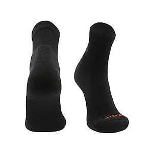 TCK Pickleball Quarter Crew Socks Blister Resistance (Black, Large)