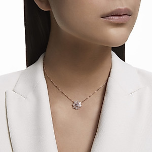 SWAROVSKI Sunshine Pendant Necklace with Pink and Clear Crystal Sun Motif on a Rose-Gold Tone Finish Setting and Simple Chain, Part of the Sunshine Collection