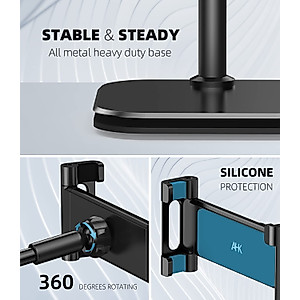 AHK Tablet Stand Holder, Angle Height Adjustable Tablet & Phone Stand for Desk, Thick Case Friendly iPad Holder Stand Compatible with(4.7-12.9") iPad, ipad Pro 12.9, Air Mini 4, iPhone, Kindle, Switch