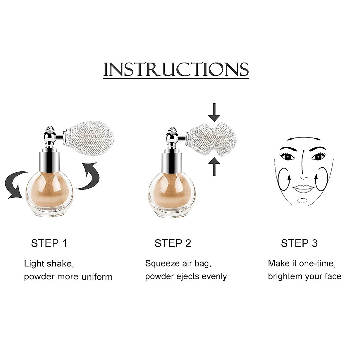 Shimmering Spray Powder Sparkle Powder, Glitter Dust Spray Gloss Powder Spray Contour Make Up Glitter Eyeshadow Pressed Powder Loose Powder Spray for Face Body Hair Nails Makeup (Champagne)