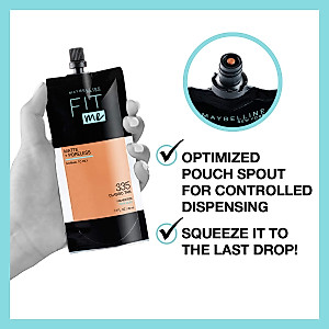 Maybelline New York Fit Me Matte + Poreless Liquid Foundation, Pouch Format, 102 Fair Porcelain, 1.3 Ounce