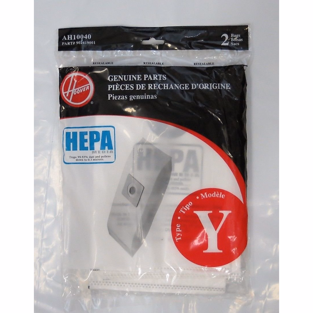 Hoover WindTunnel Y HEPA Pleated Vacuum Filter Bags 6 Pack AH10040 902419001