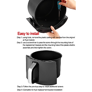 Replacement Air Fryer Basket for Ninja AF101 AF100 AF100C AF101BRN AF101C AF101NP AF101QAQ AF101QBK,Air Fryer Accessories and Replacement Parts,4QT Capacity