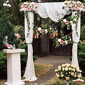 GUDELAK 12 Set 12 Inch Floral Hoop Centerpiece Table Decorations with 2 Heart Shaped Acrylic, Gold Wedding Centerpieces with Wood Round Base for DIY Wedding Decor Wall Hanging Crafts