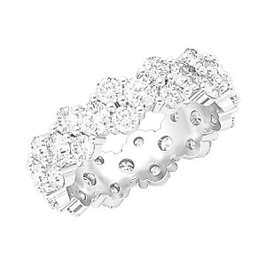 Sterling Silver Full Eternity Garland Ring Cluster with Genuine Moissanite Wedding Ring For Women (7)