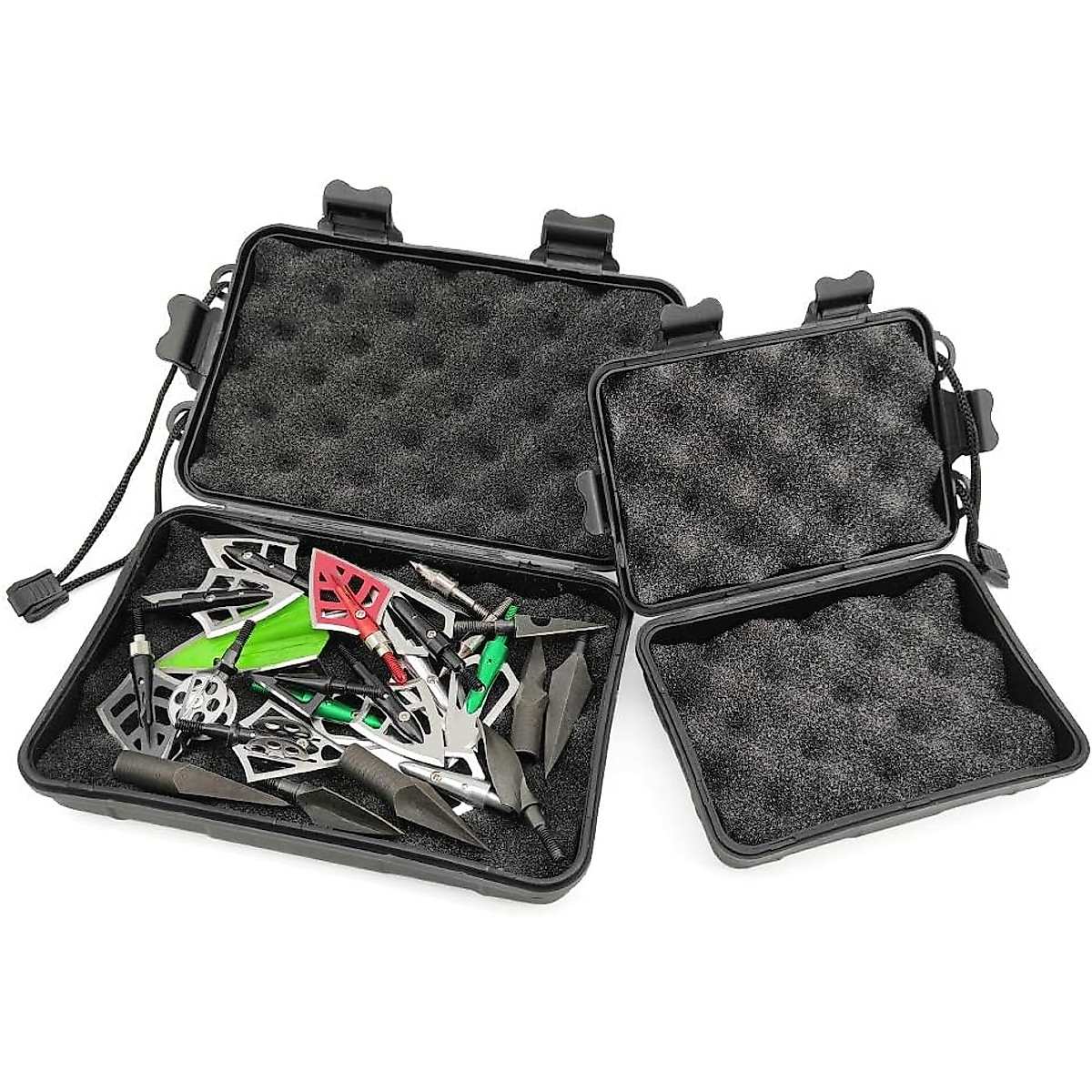 ZSHJGJR 2 Pack Broadhead Case Holds Plastic Protector Archery Arrowheads Portable Case Arrow Tips Storage Box for Archery Accessory (Black, M)