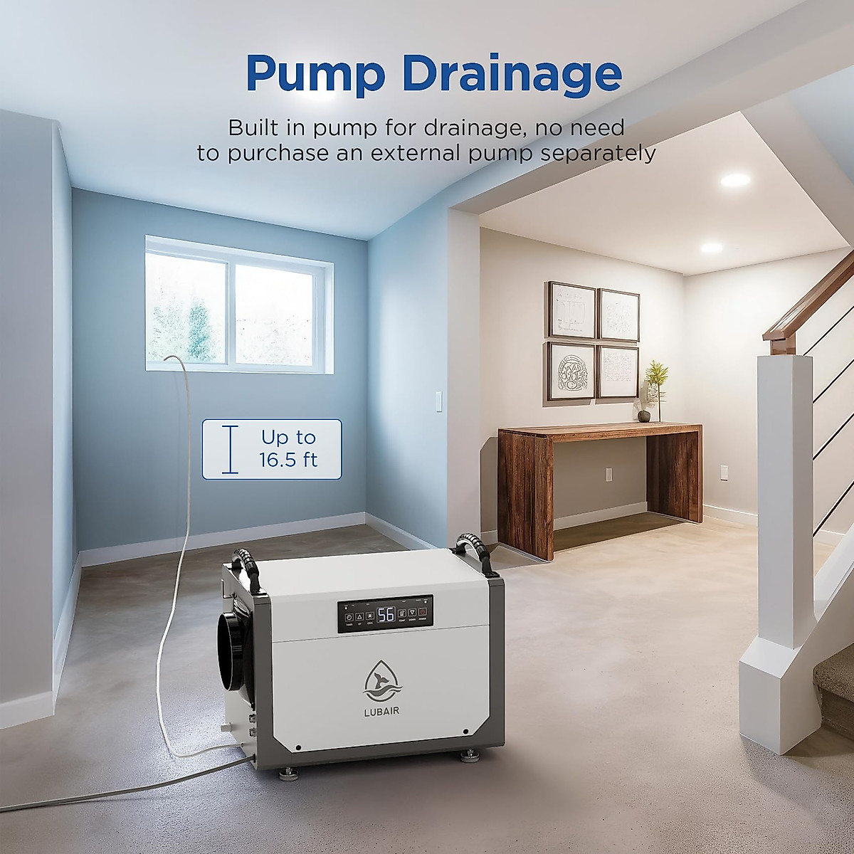 113 pint Crawl Space Dehumidifier with Pump for Basement,Commercial Dehumidifiers with Drain Hose, Industrial Dehumidifier for Large Space,Whole House