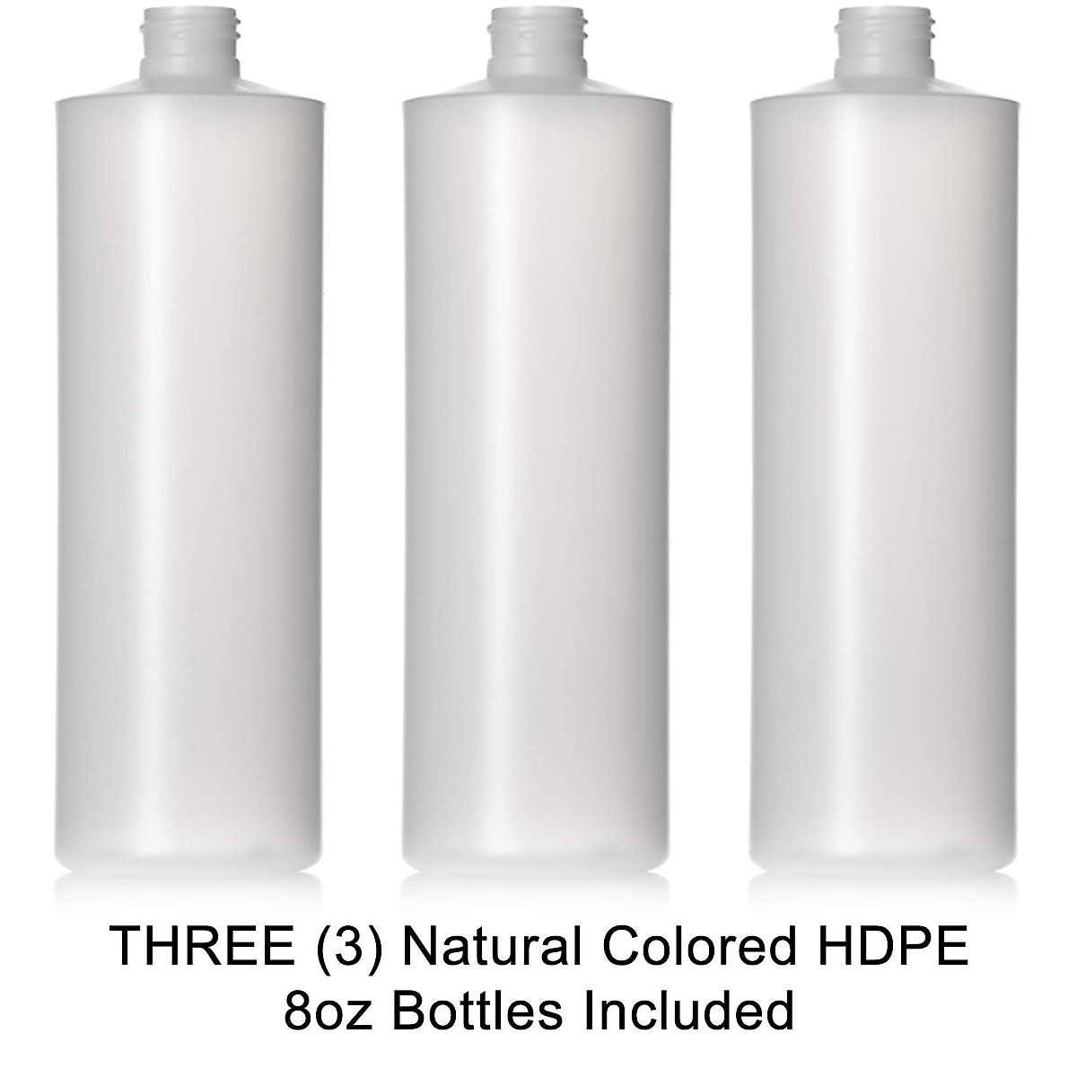 Aromine 8oz Natural Color HDPE Squeeze Bottles with Disc Cap and Squirt Cap (3 Pack) (8oz)