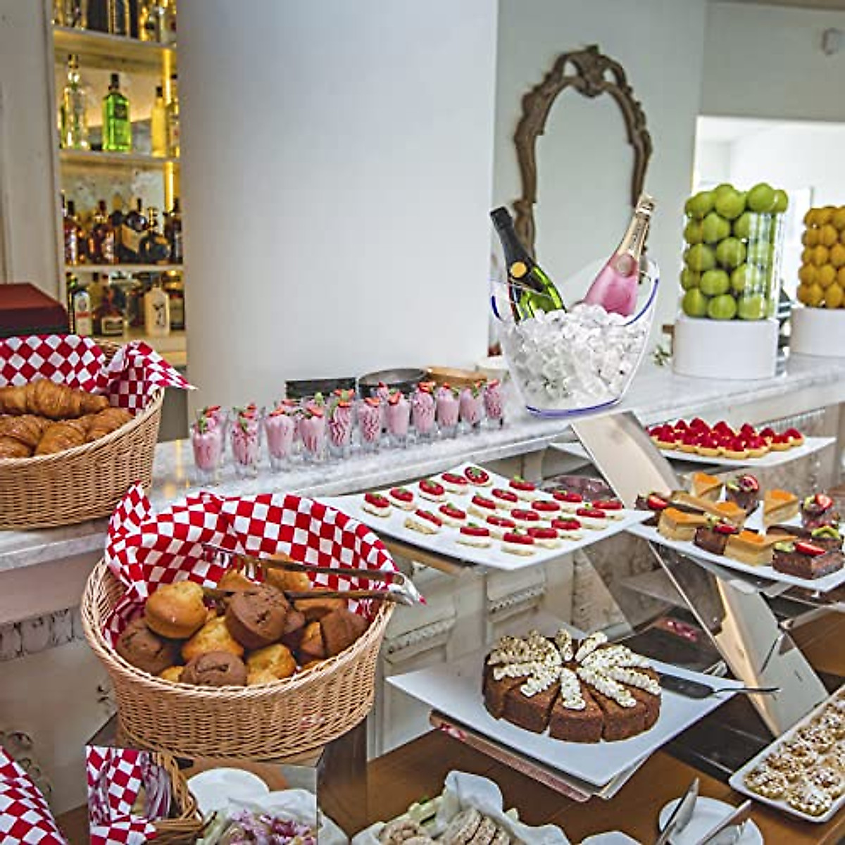 Ice Bucket - Ice Buckets for Parties - Clear Acrylic Champagne Bucket - Ice Bucket for Beer, Wine and Champagne with Easy-to-Carry Handles- 6pk