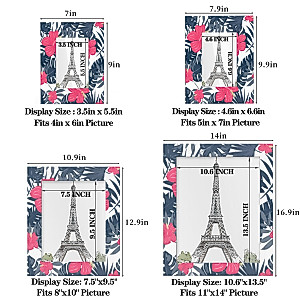 Gublec 4x6 Frame for Wall Decor Palm Red Leaves Wood Photo Frame with High-Clarity Plexiglas Picture Frames for Farmhouse Living Room Office Desk