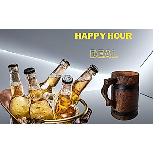 Vintage Handmade Brown Wooden Rustic Beer Mug Viking Wood Stein wood tankard coffee baverage party celebrational toast