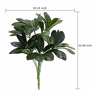 GTIDEA Artificial Shrubs Plants Fake Silk Schefflera Bushes Real Touch Faux Greenery Leaf Arrangements Indoor Outdoor Garden Office Home Table Centerpieces Wall Hanging Décor 2pcs