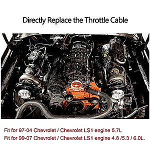 Miytsya 1 Pack 36In Braided Throttle Cable, Stainless Steel Throttle Cable Kit, Compatible with 97-07 Chevrolet/Chevy LS1 Engine 4.8L 5.3L 5.7L 6.0L Throttle Cable Repair (Silver)