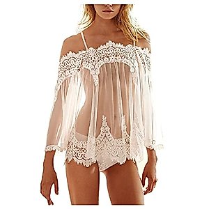 Sexy Lingerie for Women for Naughty Sex Lace Smock Chemise Negligees Exotic Mesh See-Through Nighties Teddy Mini Babydoll