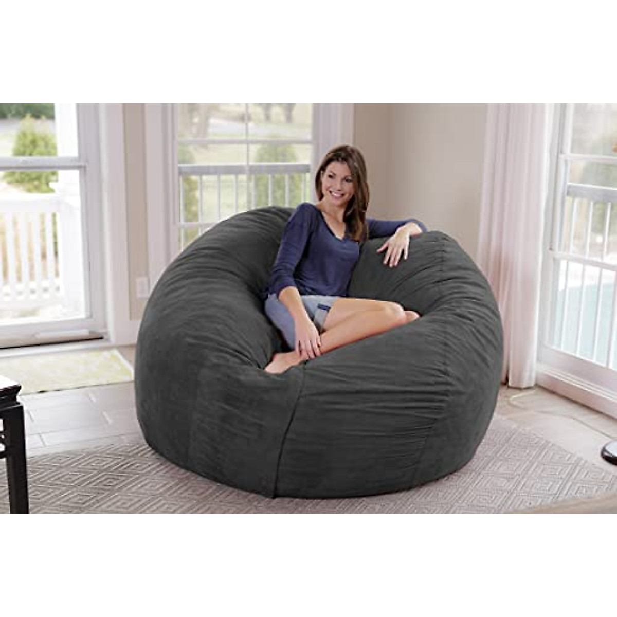 Chill Sack Bean Bags Large Bean Bag, 7-Feet, Charcoal Micro Suede