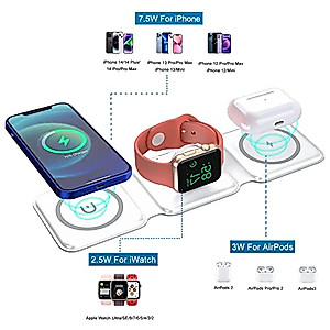 ZEROGOGO 3 in 1 Wireless Charger Station for Apple Multiple Devices, Magnetic Foldable Charging Pad, Compatible with iPhone 14/Pro/Max/Plus/13/12, iWatch, AirPods 3/2/Pro (PD20W Adapter Inclduded)