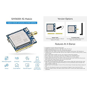 Waveshare SIM7600G-H 4G Communication Module, Multi-Band Support, Compatible with 4G/3G/2G, with GNSS Positioning-Pre-soldered Version