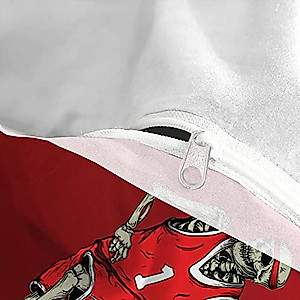 Quilt Cover Twin Size Skeleton 3D Bedding Sets Basketball Duvet Cover Breathable Hypoallergenic Stain Wrinkle Resistant Microfiber with Zipper Closure,beding Set with 2 Pillowcase