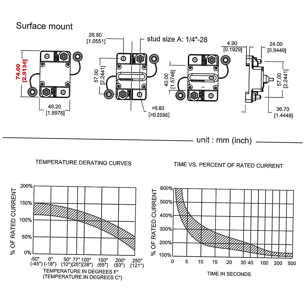 VICASKY Fuse Reset Circuit Breaker 2pcs Waterproof Circuit Breaker Car Circuit Breaker 32v Circuit Breaker Audio 100a Fuse Bimetal Circuit Breaker