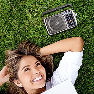 Panasonic Portable Radio AM/FM Battery Powered Electric with LED Tuning Indicator | 5 Core Radio, Best Sound and Reception, Small Size, Plug Option | Includes 4 AA Batteries and Cleaning Cloth