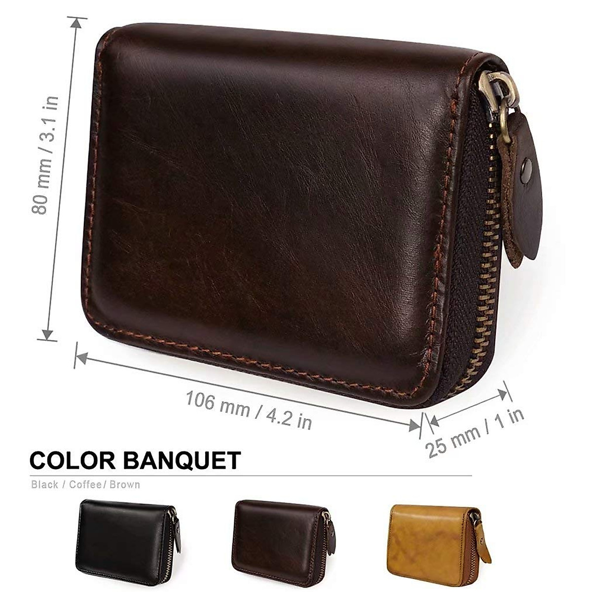 GADIEMKENSD Credit Card Holder RFID Blocking Leather Wallet Cute for Women and Man Coin Purse Protector Small Cards Case With Ladies Zipper Security Wallets Coffee