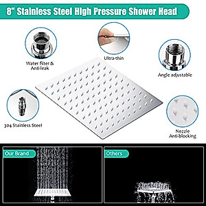 Shower Head with Handheld, 10'' High Pressure Rain Shower Head/10 Modes Handheld Shower Heads Power Wash Back with 11'' Extension Arm, Holder, 5ft Hose, Flow Regulator, Chrome, Height/Angle Adjustable