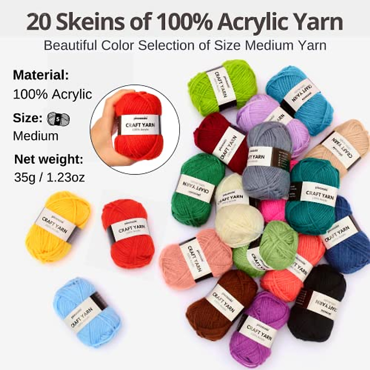 Crochet Kit for Beginners Adults and Kids - Make Amigurumi and Crocheting Kit Projects - Beginner Crochet Kit Includes 20 Colors Crochet Yarn, Crochet Hooks, Book, Crochet Bag etc, Crochet Starter Kit