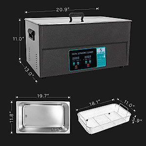 SupRUCCI Ultrasonic Cleaner 20L 480w High Power Ultrasonic Parts Cleaner with Heater Timer for Cleaning 3D Printed, Parts, Carburetor, Circuit Board, Jewelry, Safely Removes Oil and Rust.
