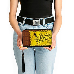 Buckle-Down Movies Wallet, Zip Around, Willy Wonka and the Chocolate Factory Golden Ticket Wonka Bar, Vegan Leather