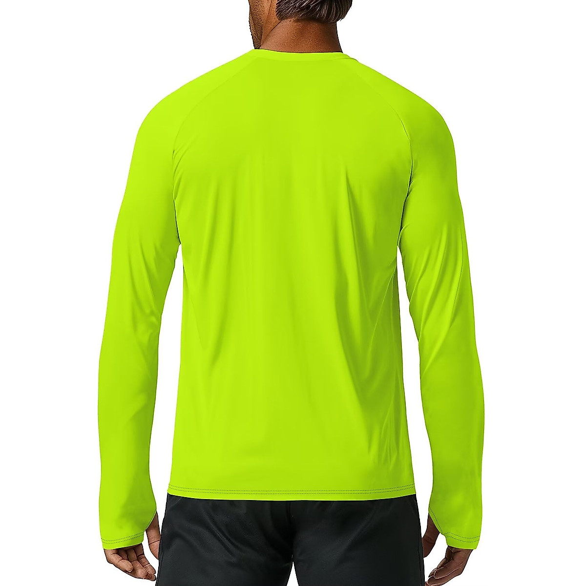 Mens UPF 50 Long Sleeve Shirt(Neon Green,XXL)