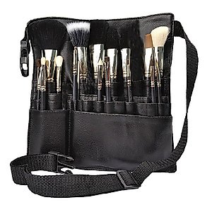 Hotrose 22 Pockets Professional Cosmetic Makeup Brush Bag with Artist Belt Strap for Women (Brush Not Included)