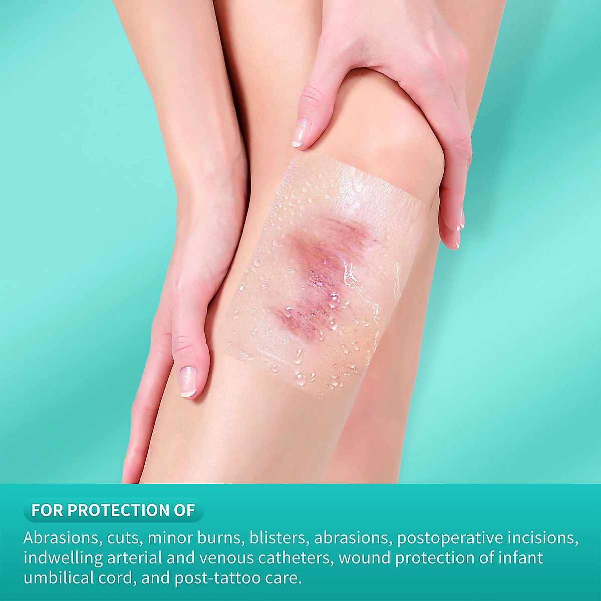 Dimora Transparent Film Dressing 50 Packs, Waterproof Adhesive Clear Bandages 4 in x 5 in, Wound Cover for IV Shield, Tattoo Aftercare Bandage(FSA/HSA Approved))