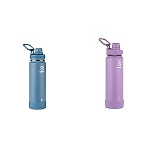 Takeya Actives Insulated Stainless Steel Water Bottle with Spout Lid, 24 Ounce, Bluestone & Actives Insulated Stainless Steel Water Bottle with Spout Lid, 24 oz, Lilac