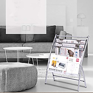 Book Shelf Magazine Rack Newspaper Holder Storage Rack Files Rack Metal Stratification Freestanding Display Rack Materials Robust 63.5X27X82CM MUMUJIN