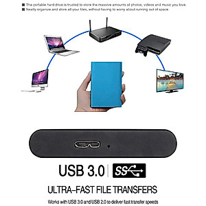 External Portable USB3.1 2TB External Portable Hard Disk for PC, Mac, Desktop,Chromebook(2TB Blue)