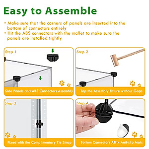 C&AHOME Pet Playpens, 12 Panels 28 X 20 Inch Portable Large Plastic Yard Fence Small Animals, Puppy Kennel Crate Fence Tent, White, UPP5070W